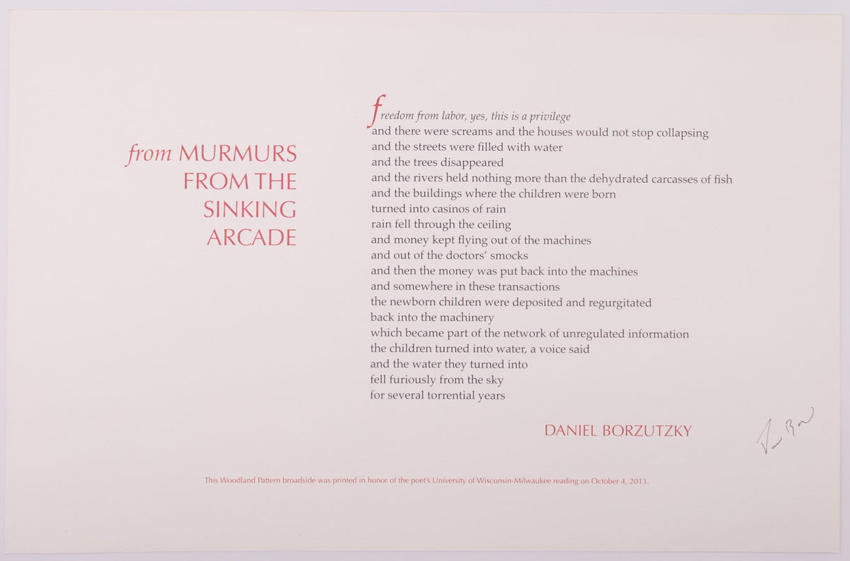 from Murmurs from the Sinking Arcade by Daniel Borzutzky – Woodland Pattern