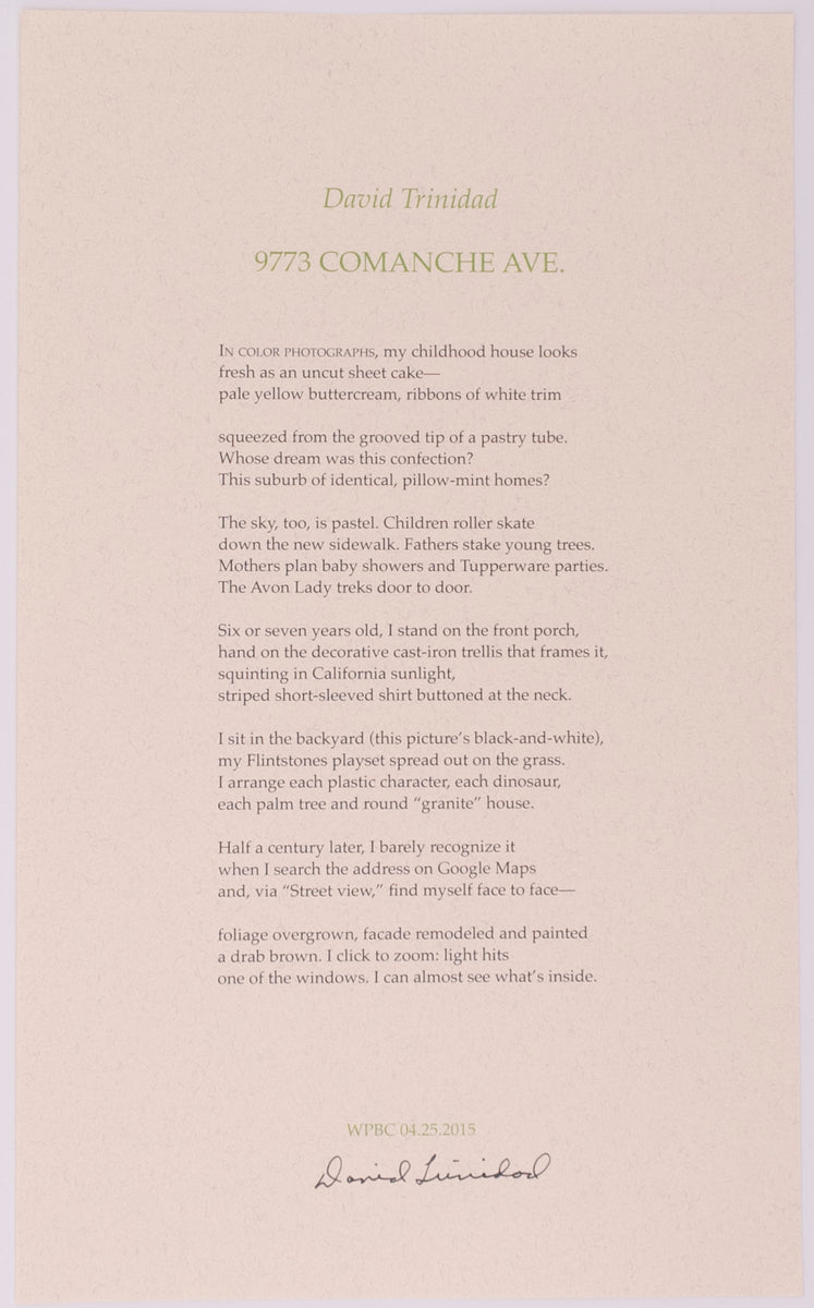 9773 Comanche Ave. by David Trinidad – Woodland Pattern