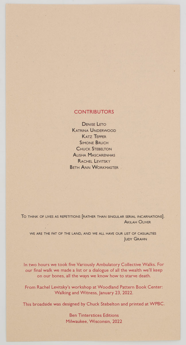 Starving Death: After Akilah Oliver and Judy Grahn – Woodland Pattern